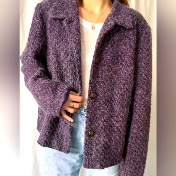Appleseed's | Jackets & Coats | Appleseed Purple Tweed Blazer Fringe ...